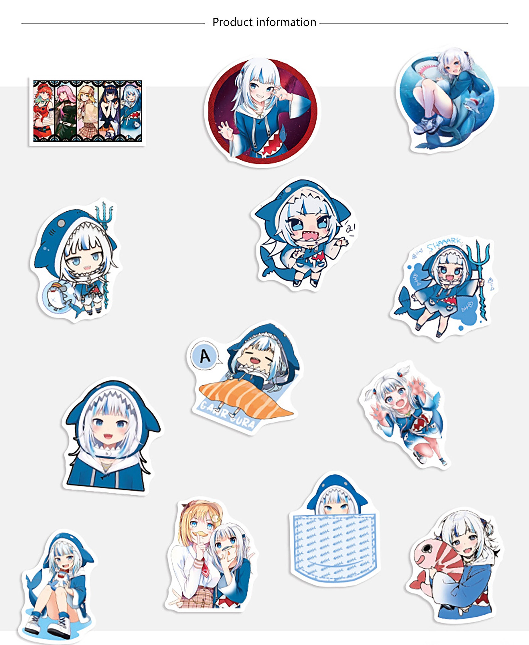 Vtuber Stickers Shark Girl Hololive EN Cute Sticker Pack - Etsy Australia