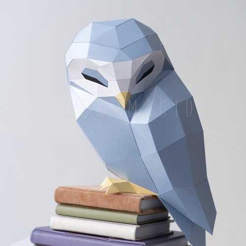 Owl Paper Model papercraft DIY Low Poly PDF Papercraft - Etsy
