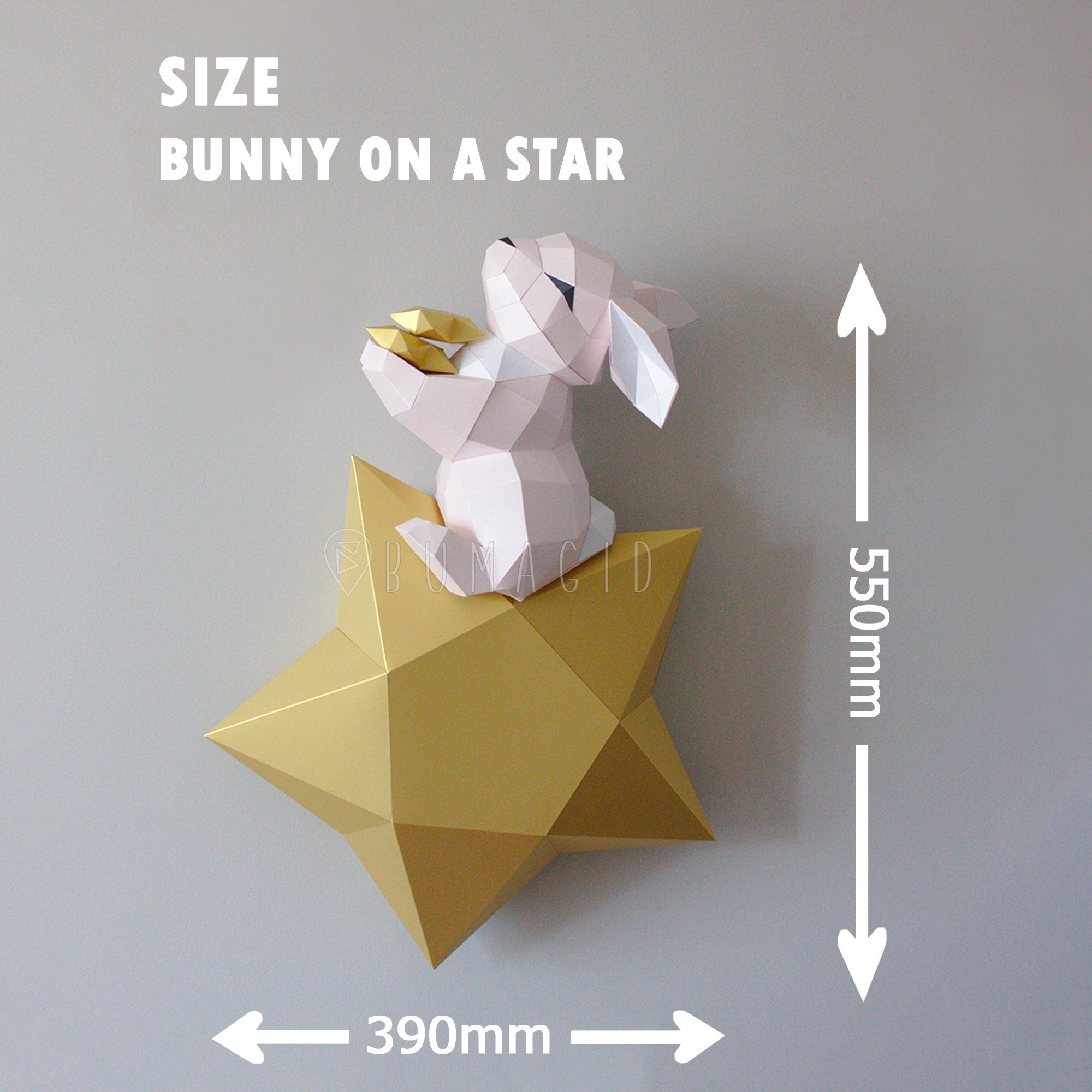 Papercraft Bunny on a Star 3D Papercraft PDF Low Poly | Etsy India