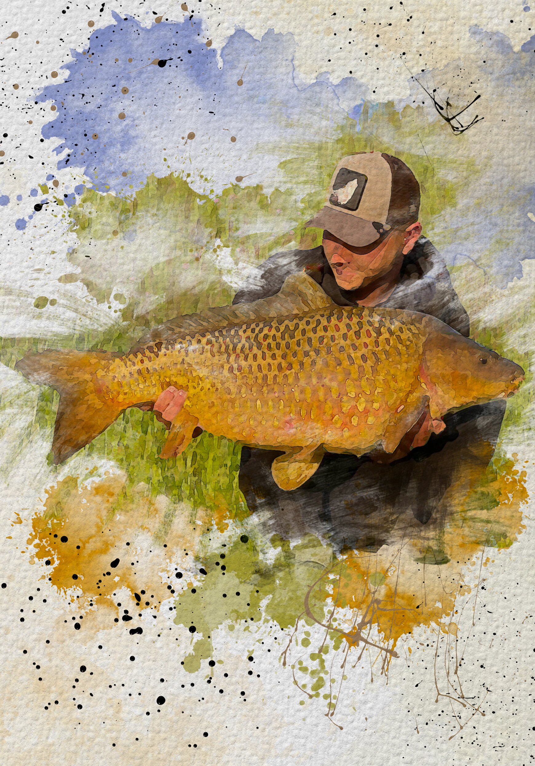 Angler Portrait, Personalized Gift, Painting From Photo, Poster, Canvas ...