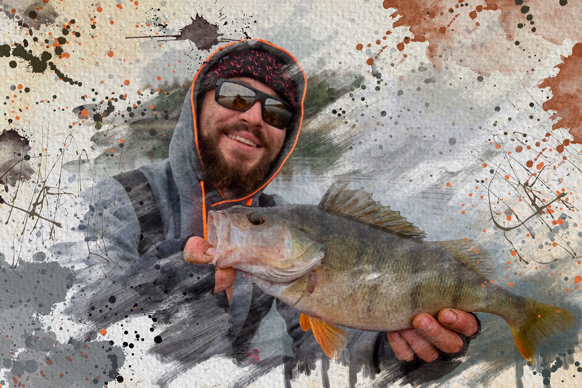 Angler Portrait, Personalized Gift, Painting From Photo, Poster, Canvas ...