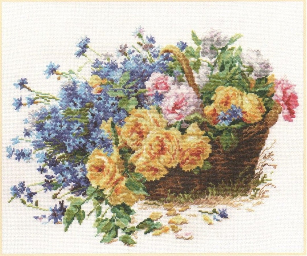 Cross Stitch Kit Alisa - Roses and Cornflowers, 2-27 - Etsy