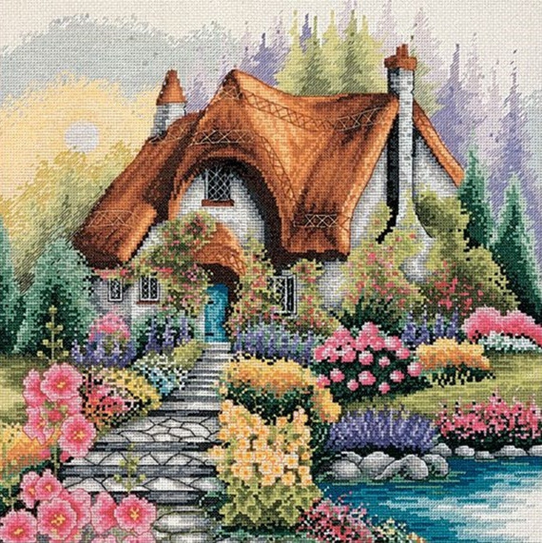 Cross Stitch Kit Anchor Lakeside Cottage - Etsy