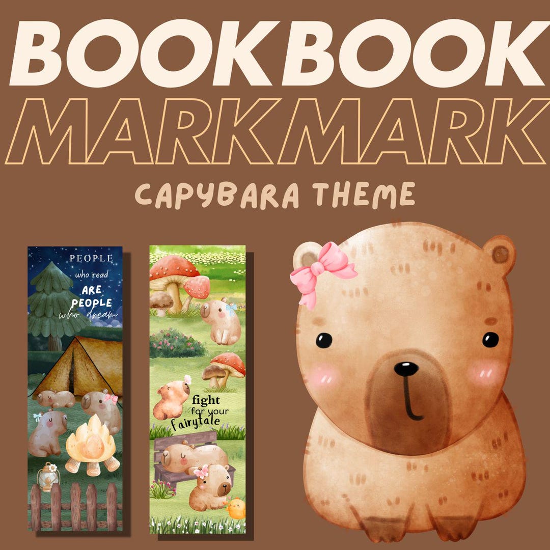 CAPYBARA BOOKMARK | Printable Bookmark | Daily Use, for Book Lover ...