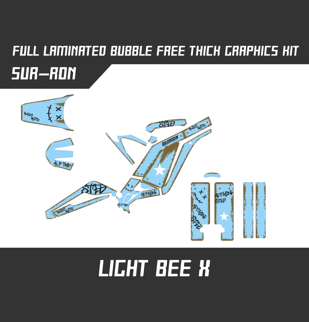 Kit graphique Light Bee X SUR RON - Stickers vinyle autocollant style ...