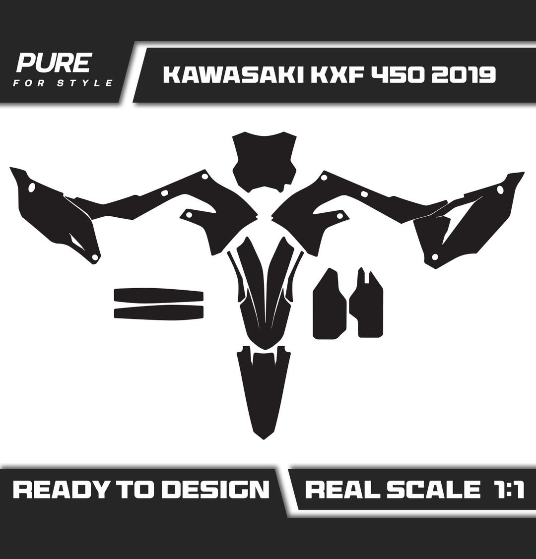 Vector Graphics Template for KAWASAKI KXF 450 2019 Custom Cut File ...