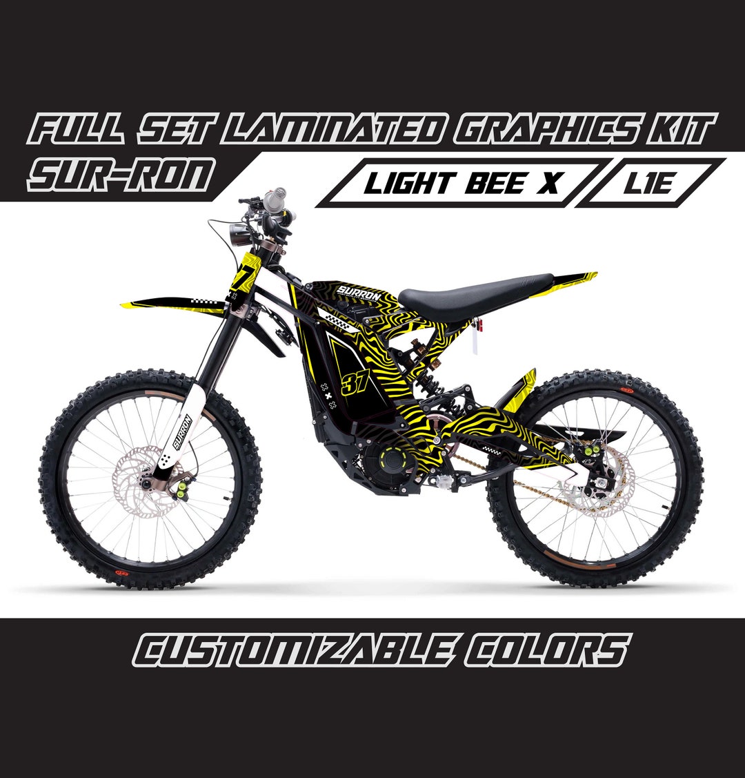 SUR RON Motocross Yellow White Full Graphics Kit Gloss or Matte Surron ...