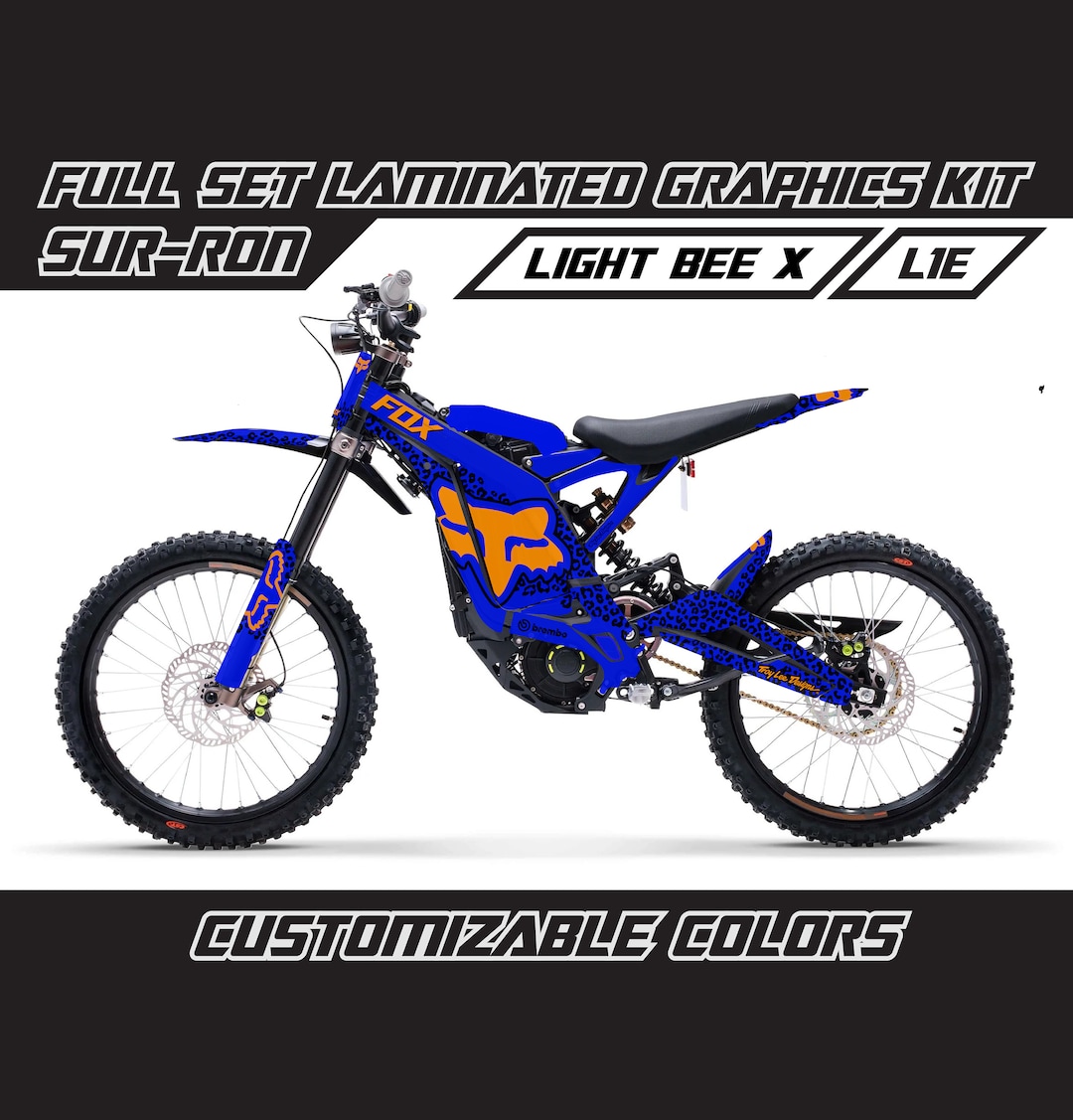 SUR RON Light Bee X Graphics Kit - Blue Orange Fox Full Decal Wrap ...