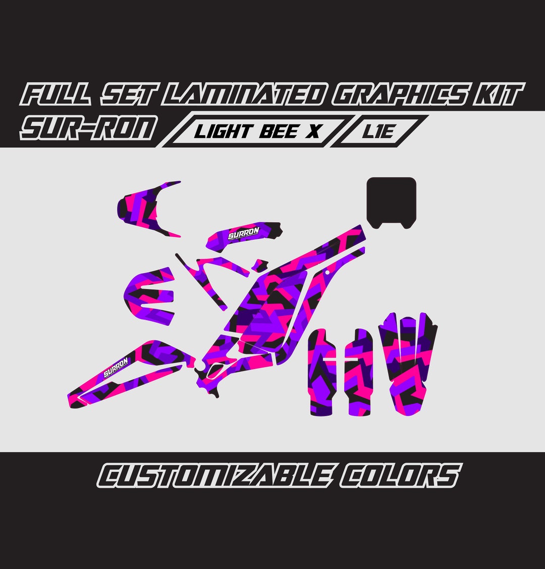 SUR RON Camo Purple Pink Full Graphics Kit Gloss or Matte Surron ...