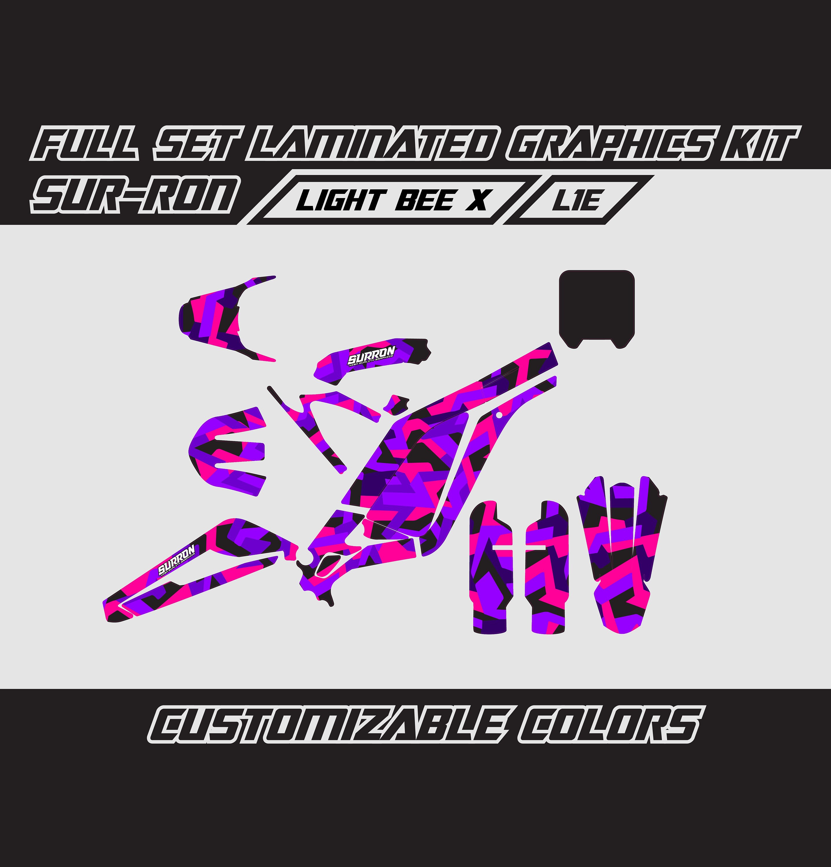 SUR RON Camo Purple Pink Full Graphics Kit Gloss or Matte Surron ...
