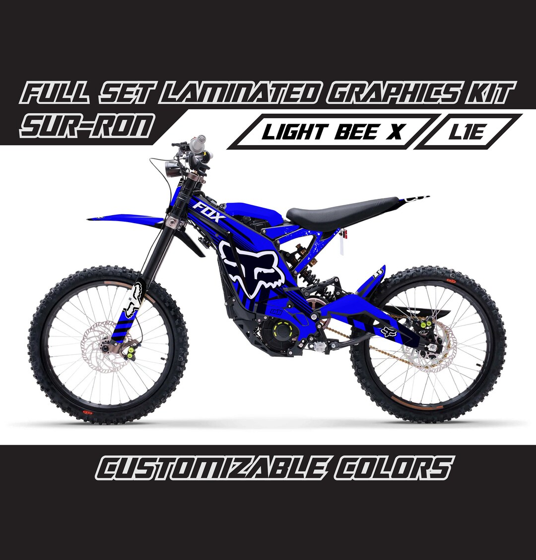 SUR RON Fox Blue Full Graphics Kit Gloss or Matte Surron Laminated ...