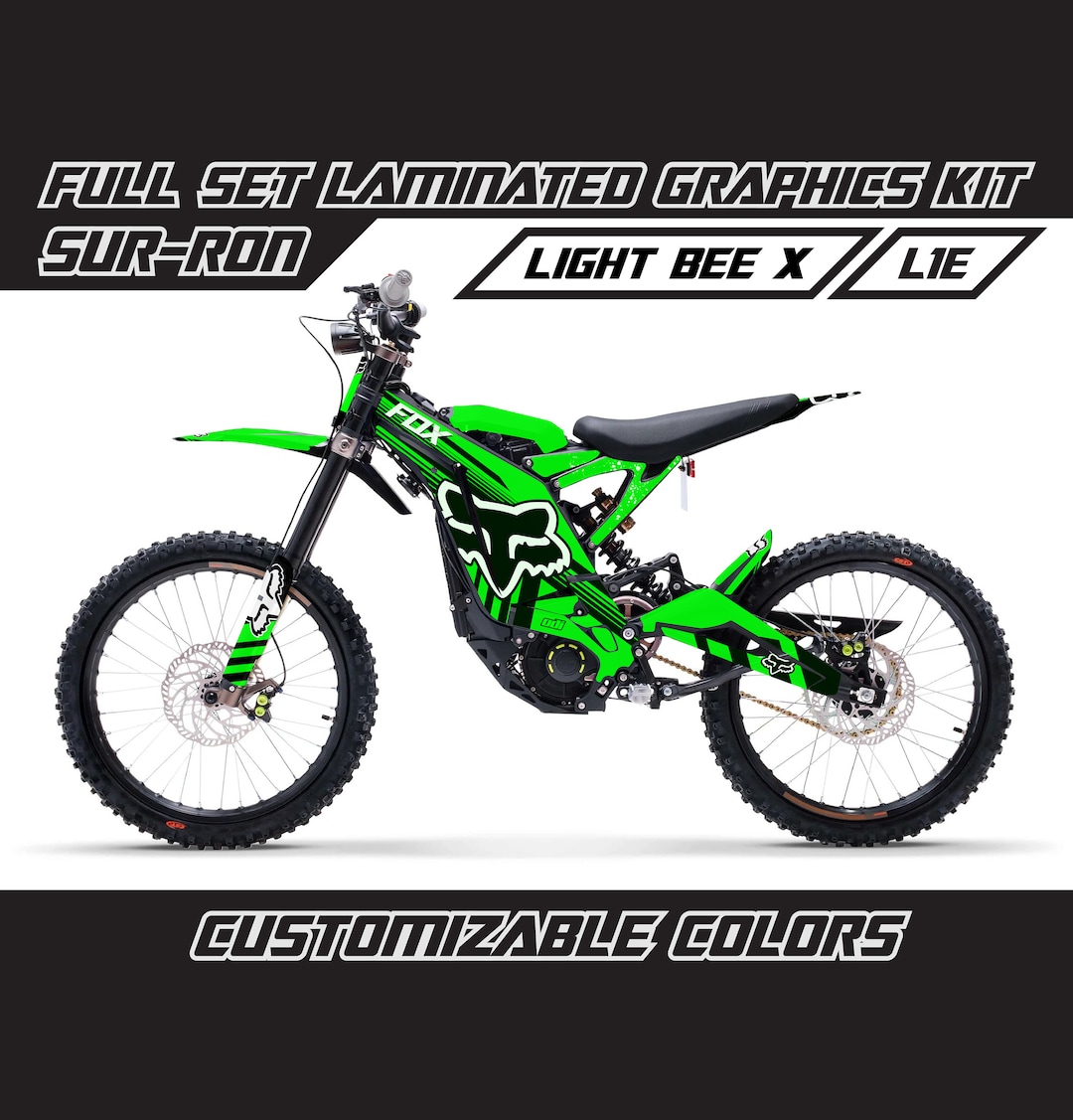 SUR RON Fox Green Full Graphics Kit Gloss or Matte Surron Laminated ...