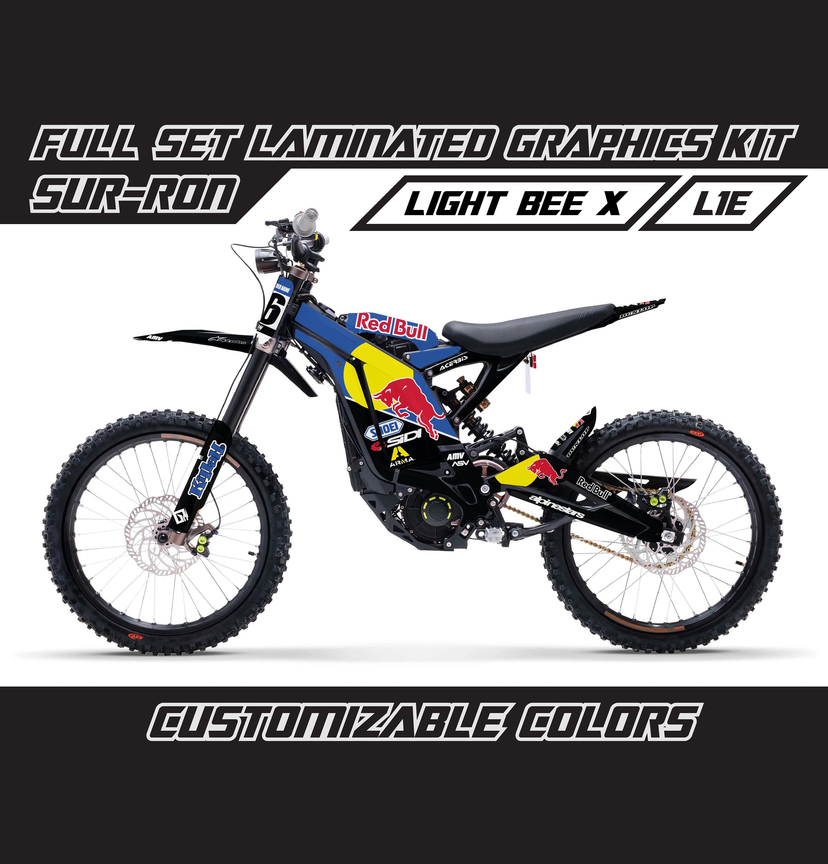 SUR RON R Bull Full Graphics Kit Gloss or Matte Surron Laminated Bubble ...