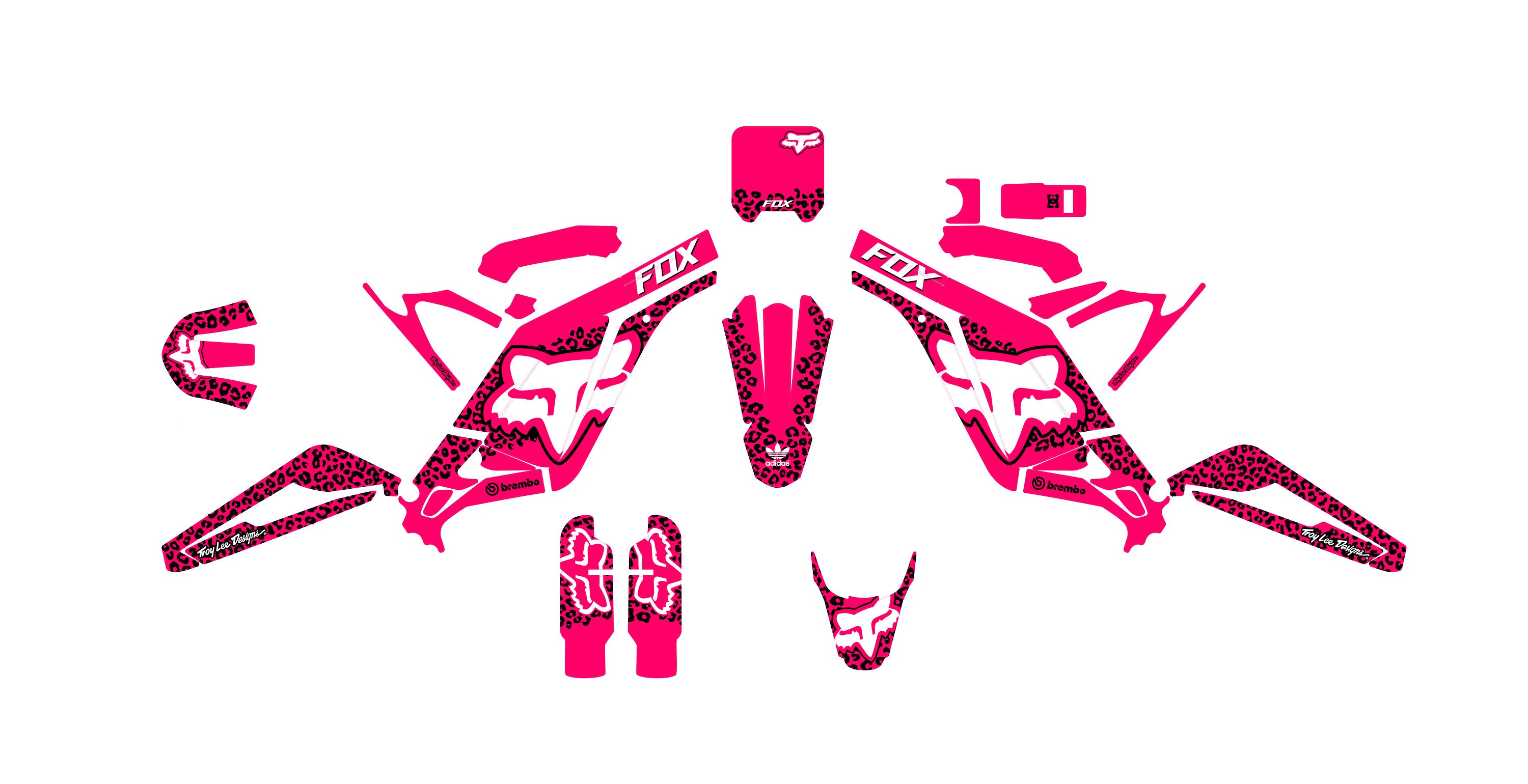 SUR RON Fox Pink White Leopard Full Graphics Kit Gloss or - Etsy