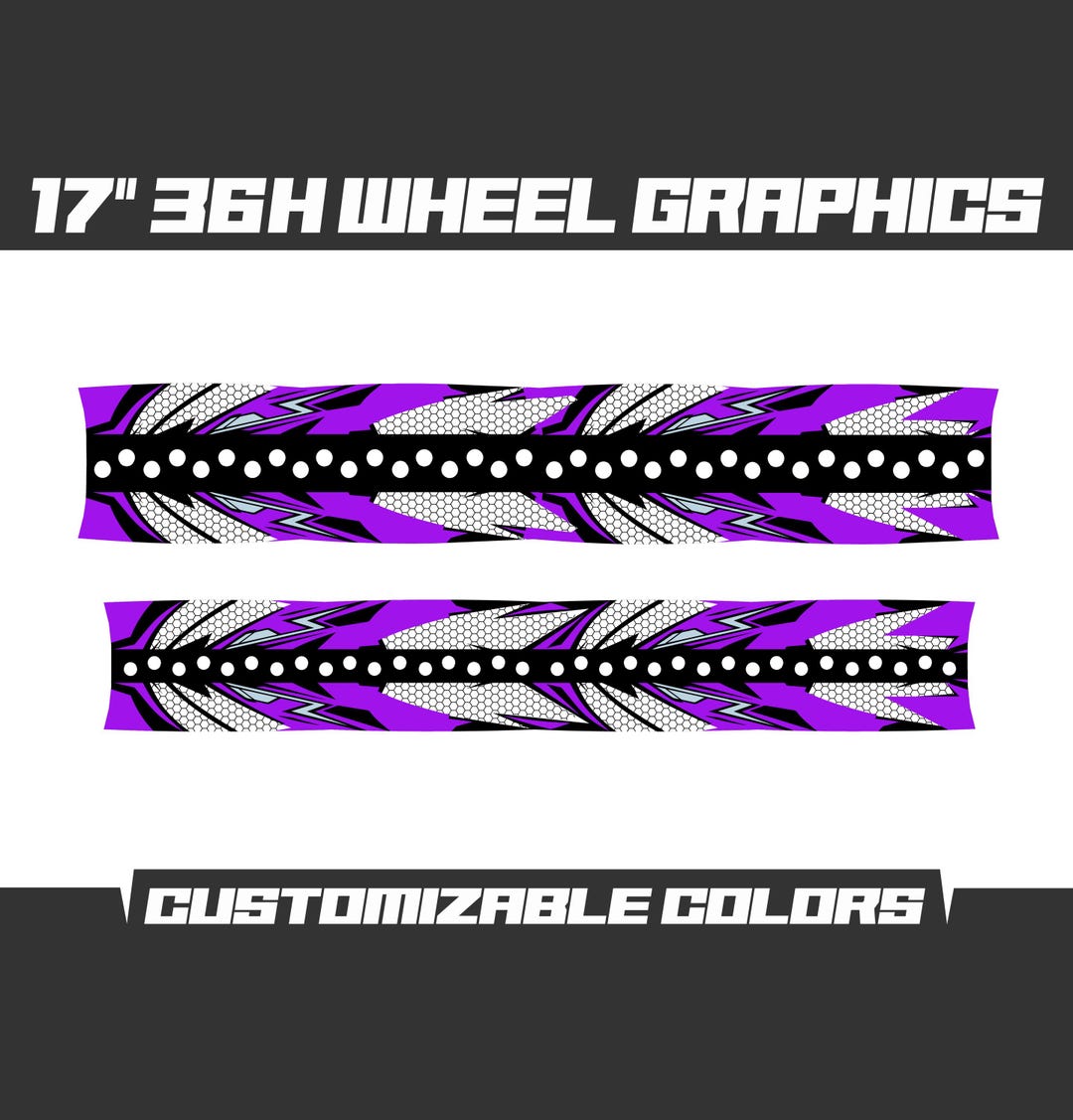 Wheel 17 36H Rim Violet Black White Race Style Graphics Kit Motorcycle ...