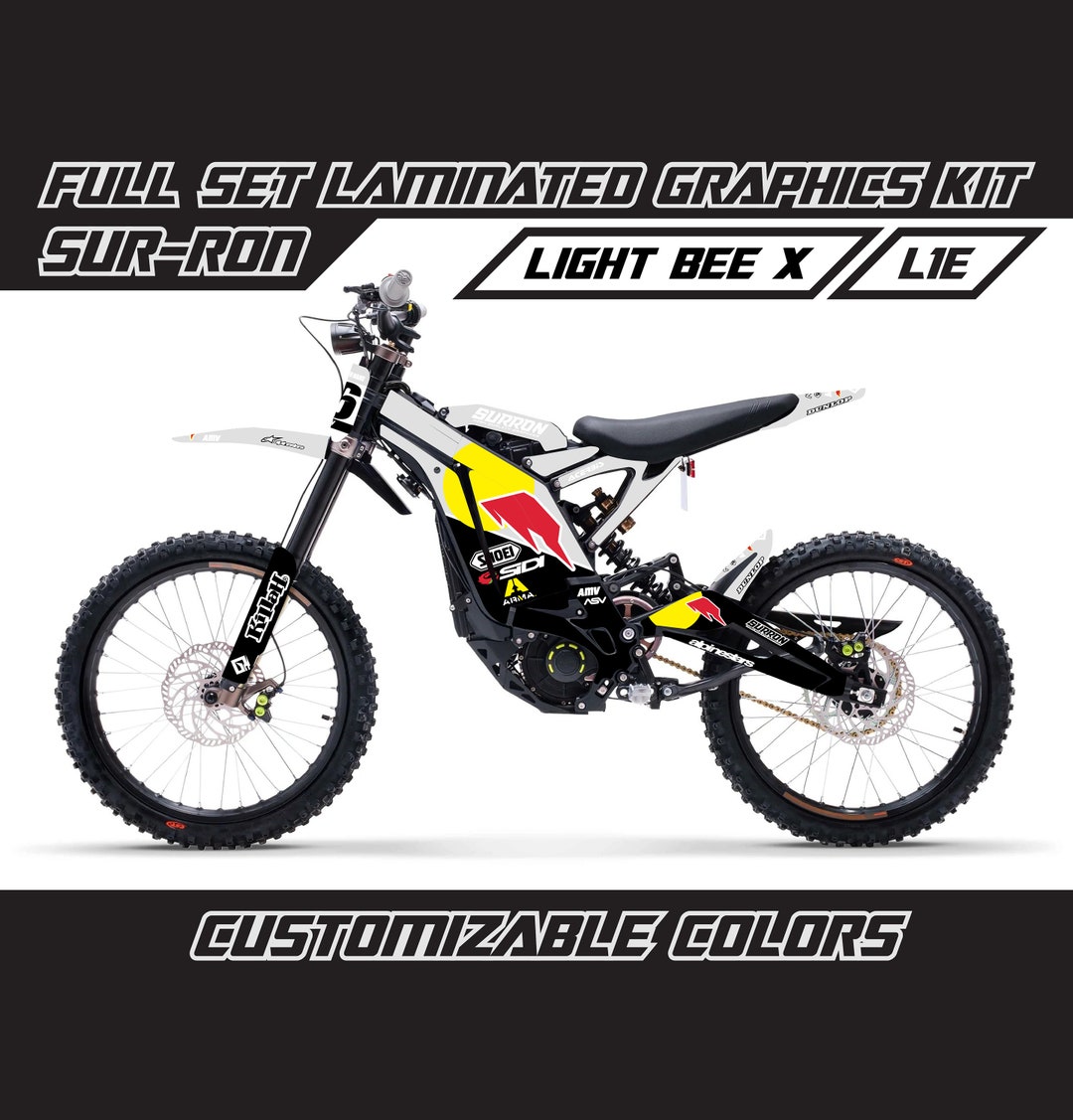SUR RON R Bull White Full Graphics Kit Gloss or Matte Surron Laminated ...