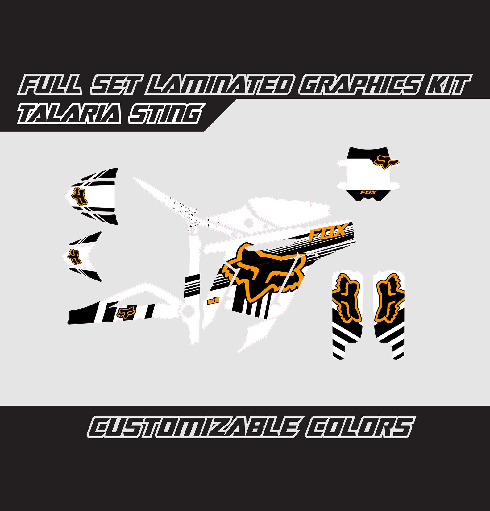 TALARIA STING Fox Orange White Full Graphics Kit Gloss or Matte ...