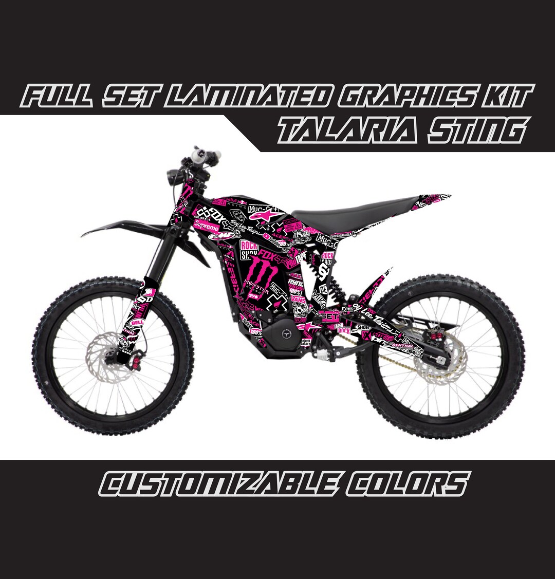 TALARIA STING Stickerbomb Pink Full Graphics Decals Stickers Kit Gloss ...