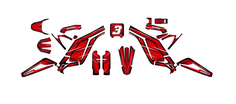 SUR RON Cartoon Animated Style Red Full Graphics Kit Gloss or Matte ...