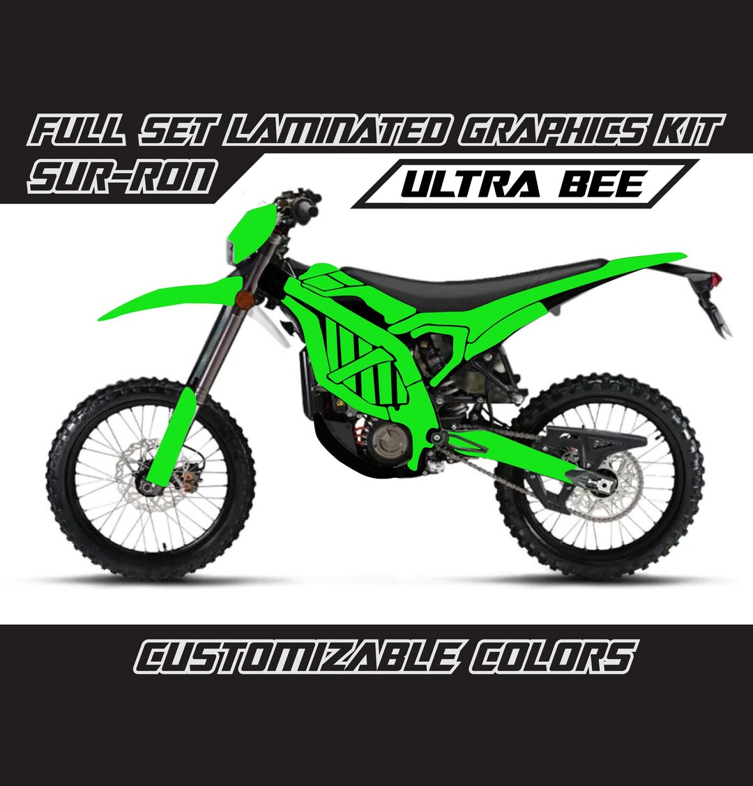 Sur Ron Ultra Bee - Green Solid Full Color Graphics Kit Gloss or Matte ...