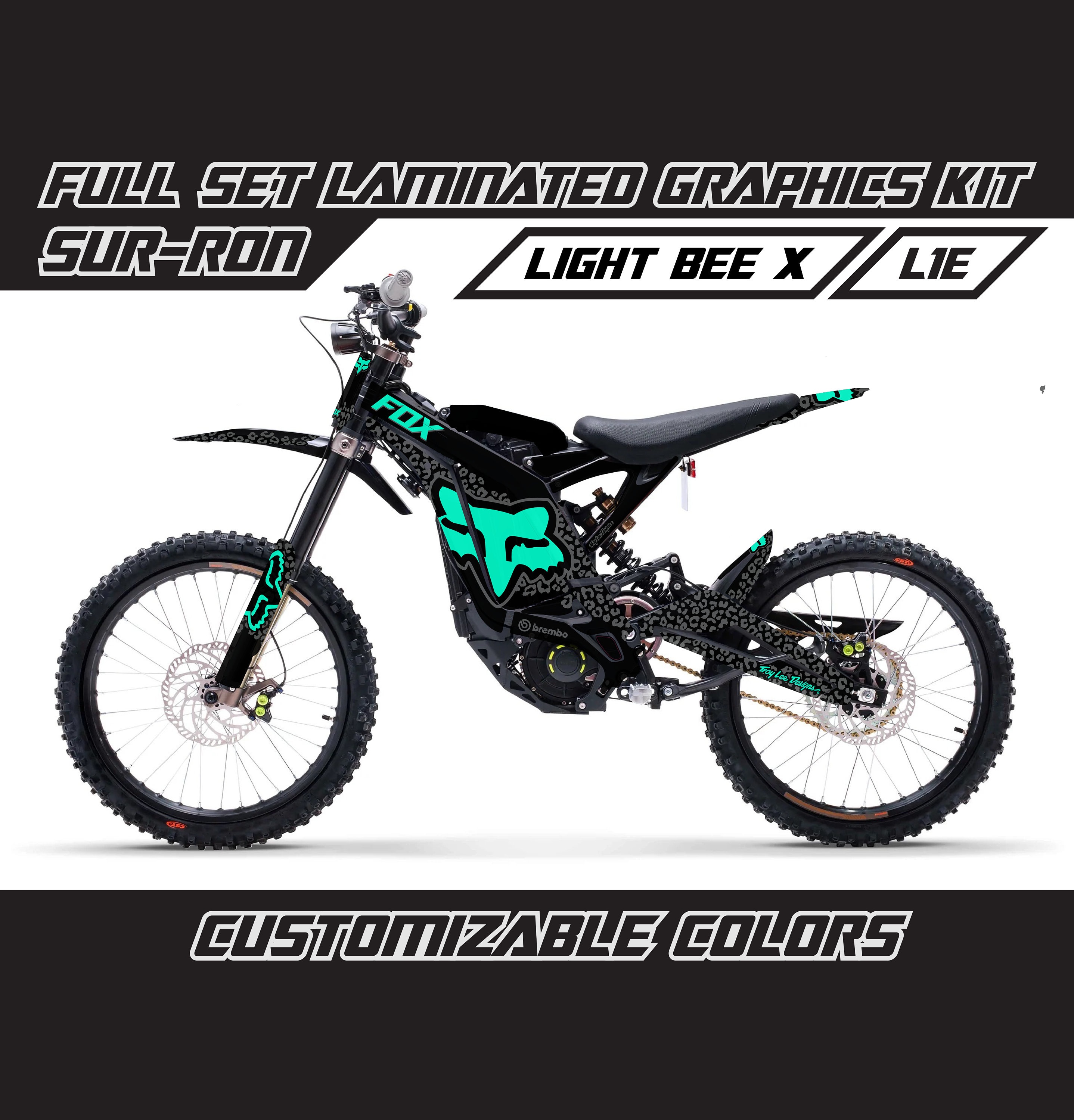 SUR RON Fox Fluo Electric Leopard Full Graphics Kit Gloss or Matte ...