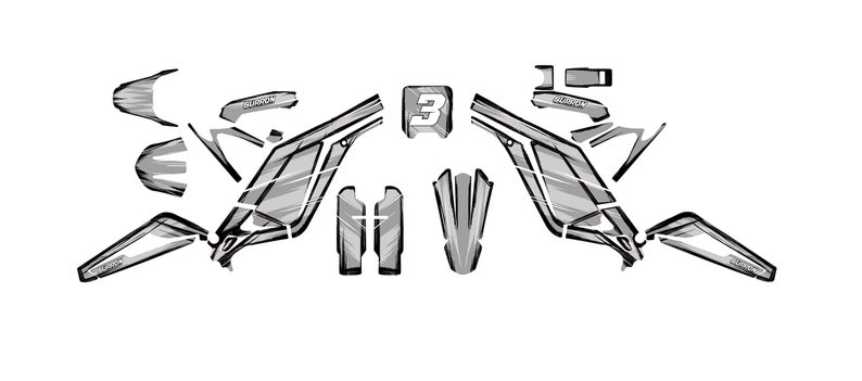 SUR RON Cartoon Animated Style White Gray Full Graphics Kit Gloss or ...