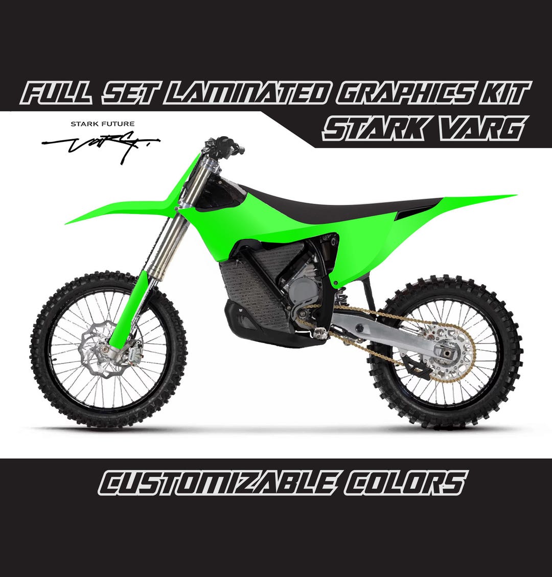 STARK VARG Graphics Kit - Full Green Solid Color Change Gloss or Matte ...