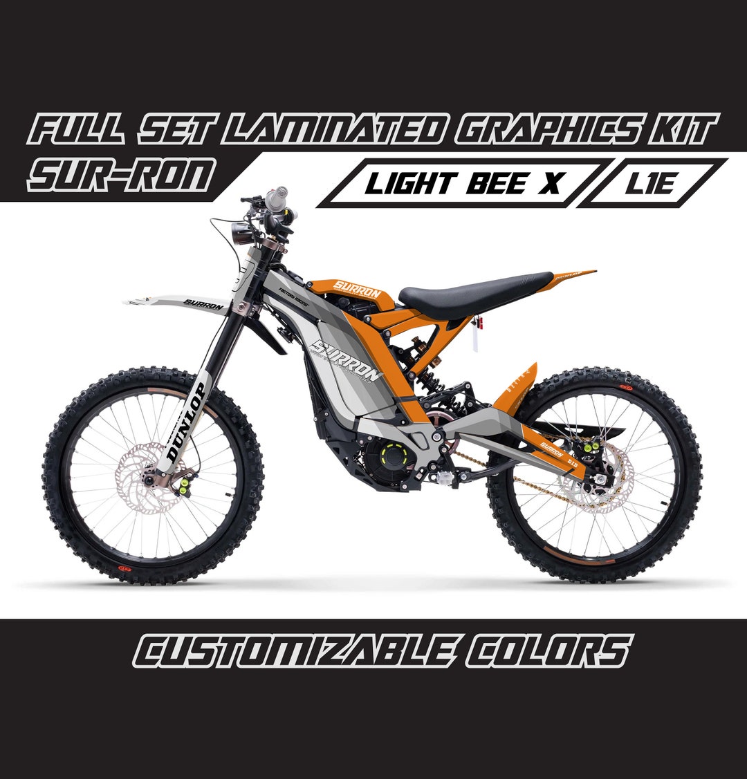 SUR RON Lines Orange Gray Full Graphics Kit Gloss or Matte Surron ...