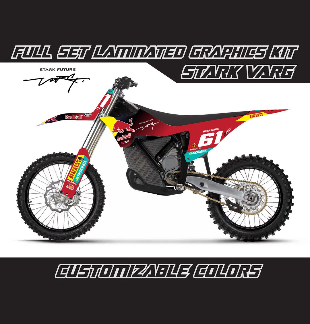 STARK VARG MX Red Full Graphics Bull Kit Gloss or Matte Laminated ...