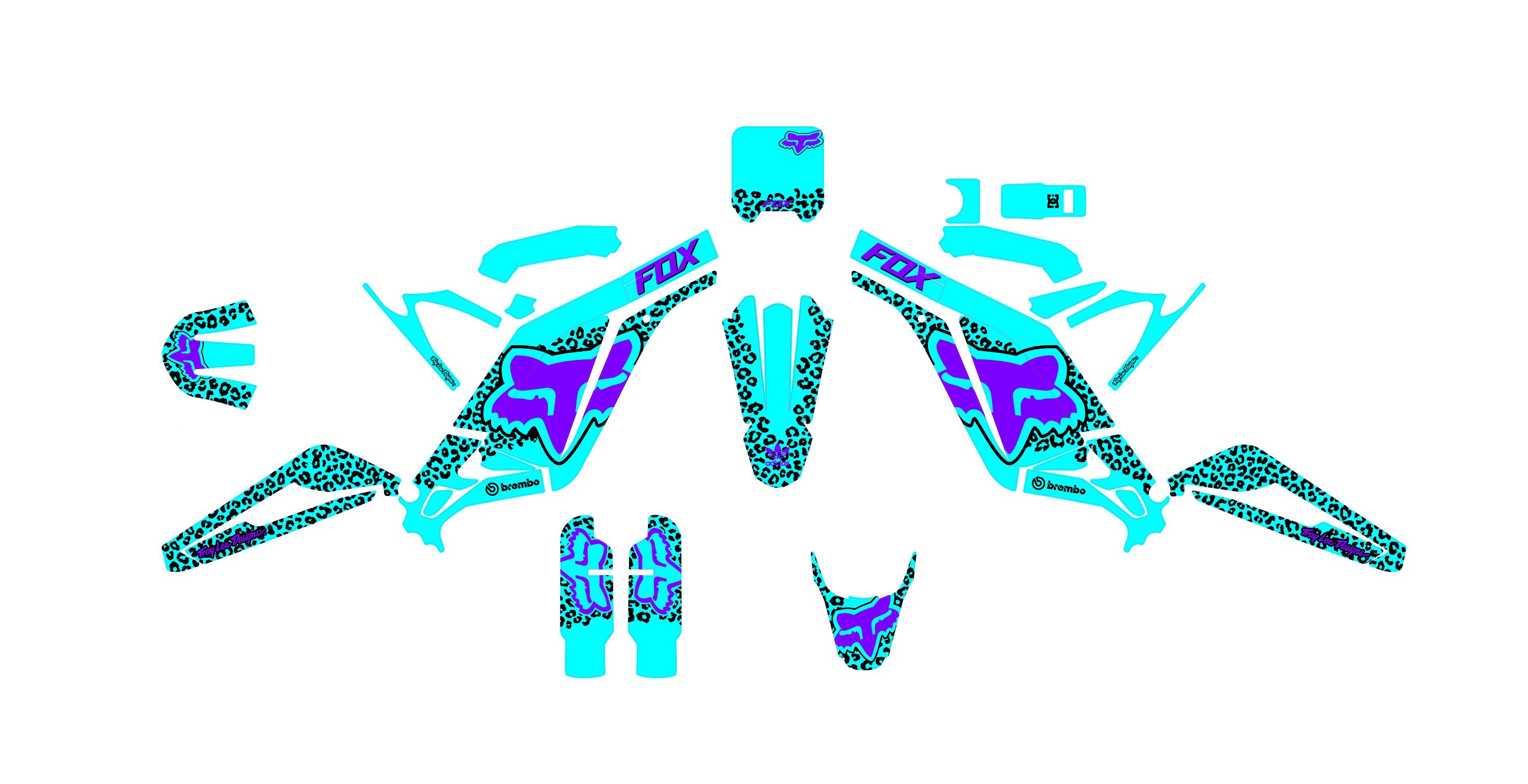 SUR RON Fox Fluorescent Electric Violet Leopard Cheetah Full Graphics ...