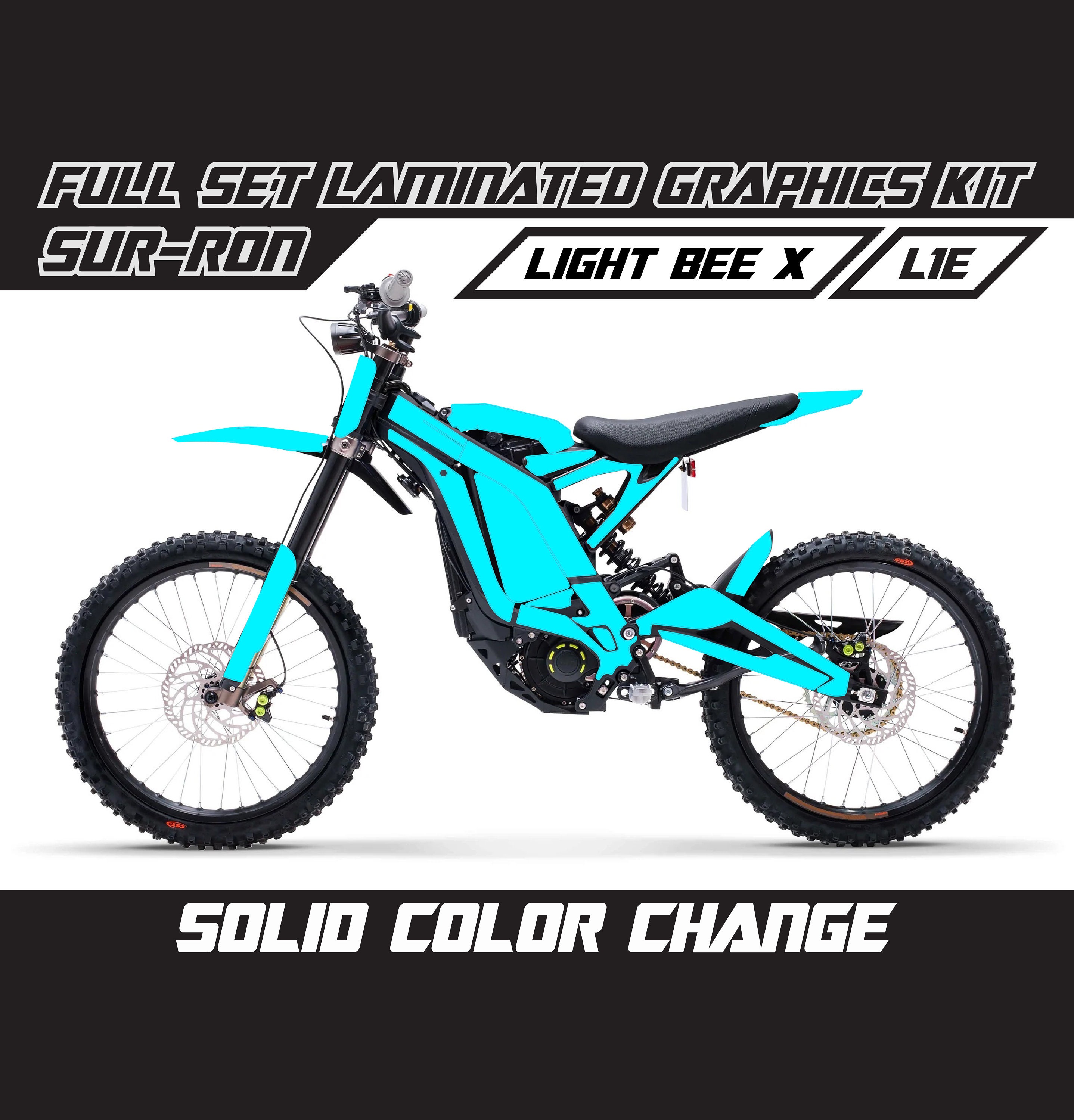 SUR RON Solid Full Color Change Electric Blue Graphics Kit Gloss or ...