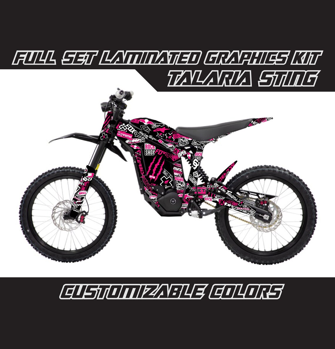TALARIA STING Stickerbomb Pink Full Graphics Decals Stickers Kit Gloss ...
