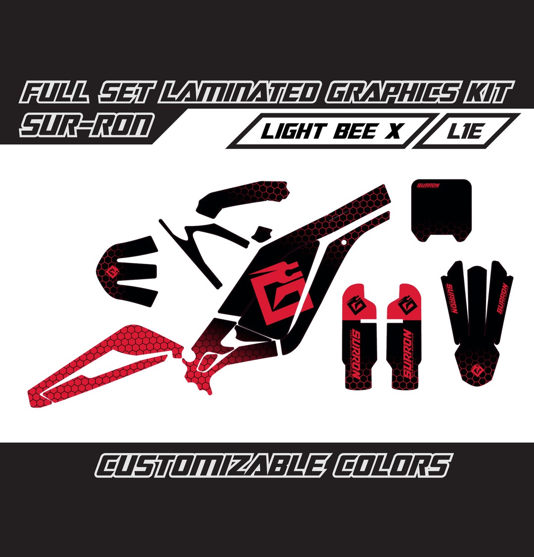 SUR RON Original Comb Full Graphics Kit Gloss or Matte Surron Laminated ...