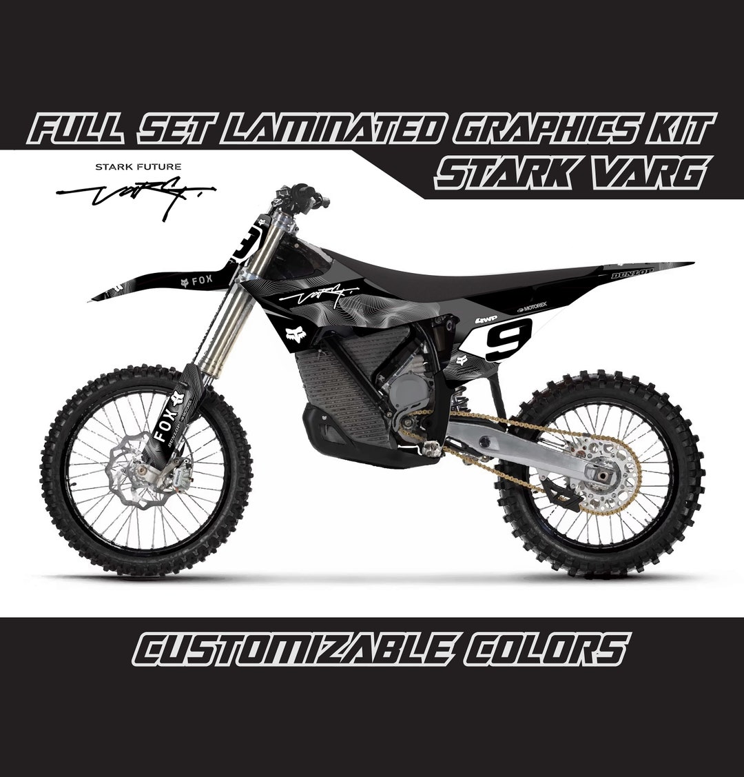 STARK VARG Gray Black Full Graphics Kit Gloss or Matte Laminated Bubble ...