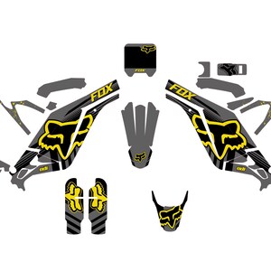 SUR RON Light Bee X Graphics Kit - Yellow Gray Fox Full Decal Wrap ...