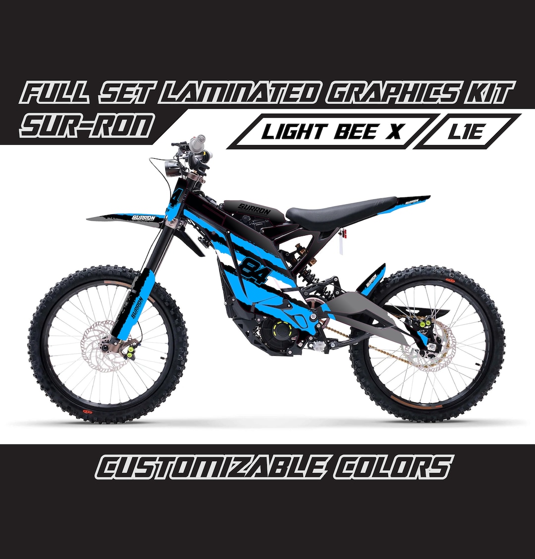 SUR RON Motocross Sky Blue Full Graphics Kit Gloss or Matte Surron ...