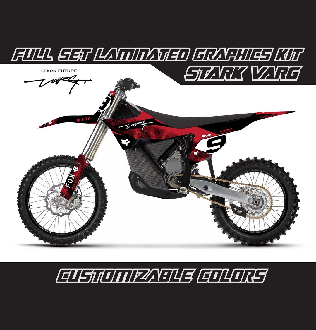 STARK VARG Red Black Full Graphics Kit Gloss or Matte Laminated Bubble ...
