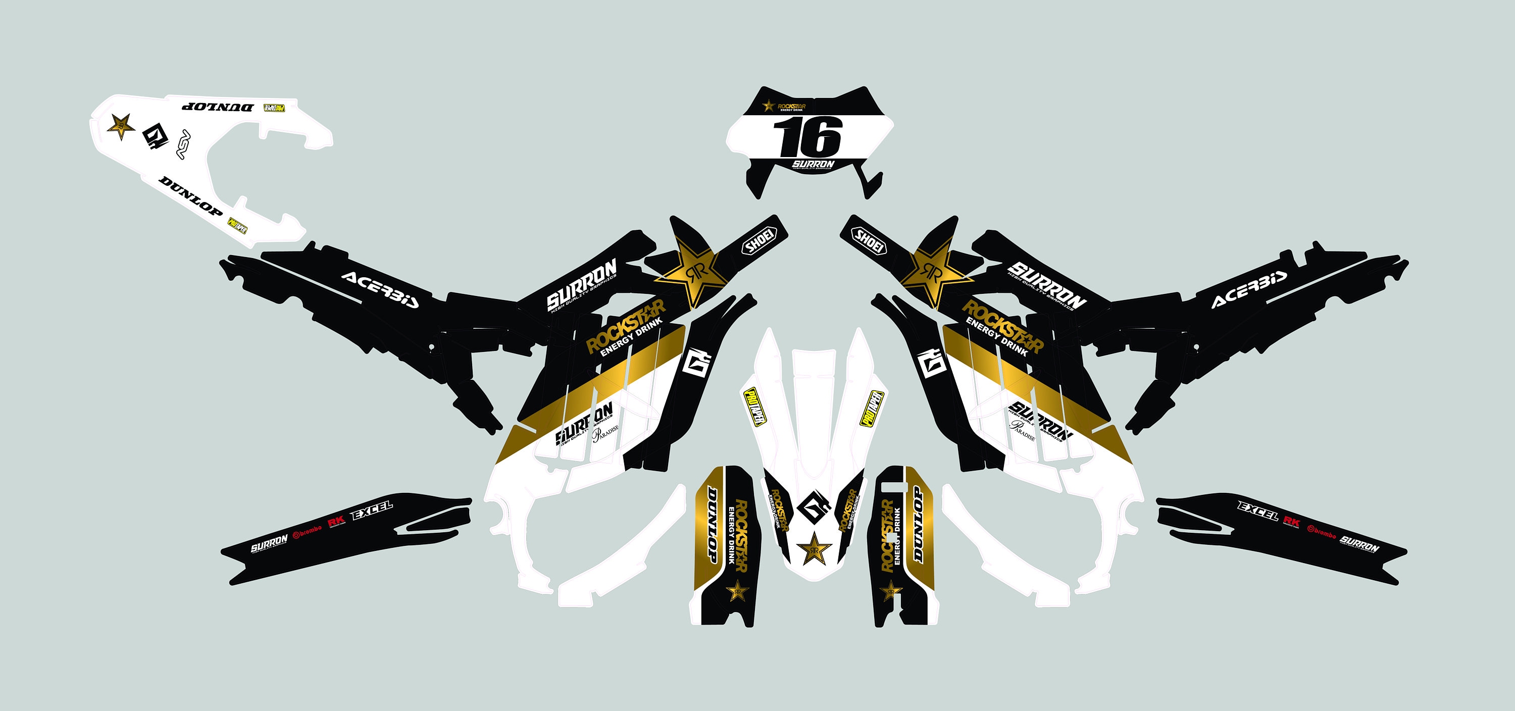 ULTRA BEE Sur Ron Rockstar Energy Gold Full Graphics Kit Gloss or Matte ...