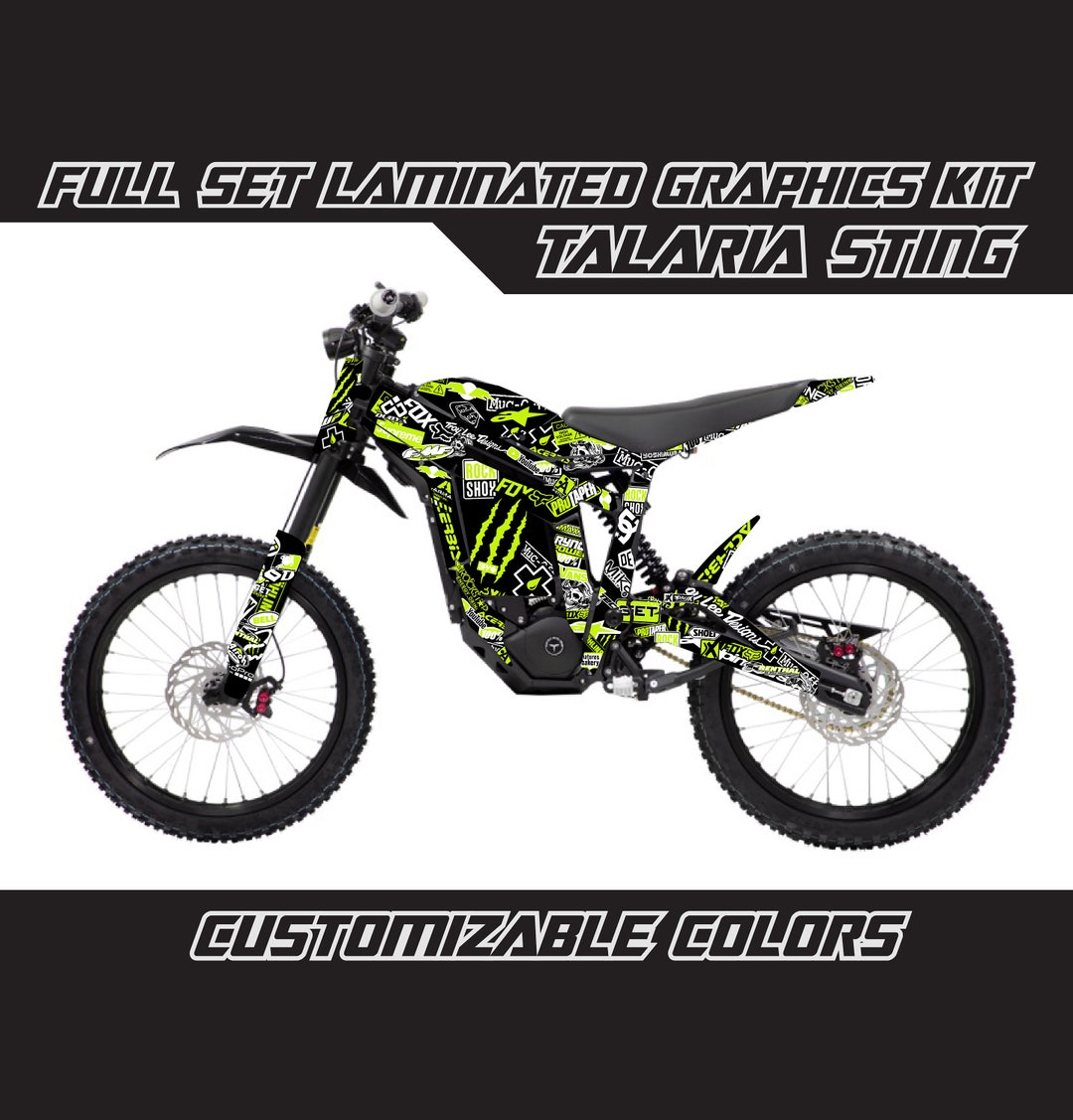 TALARIA STING Stickerbomb Lime Green Full Graphics Decals Stickers Kit ...