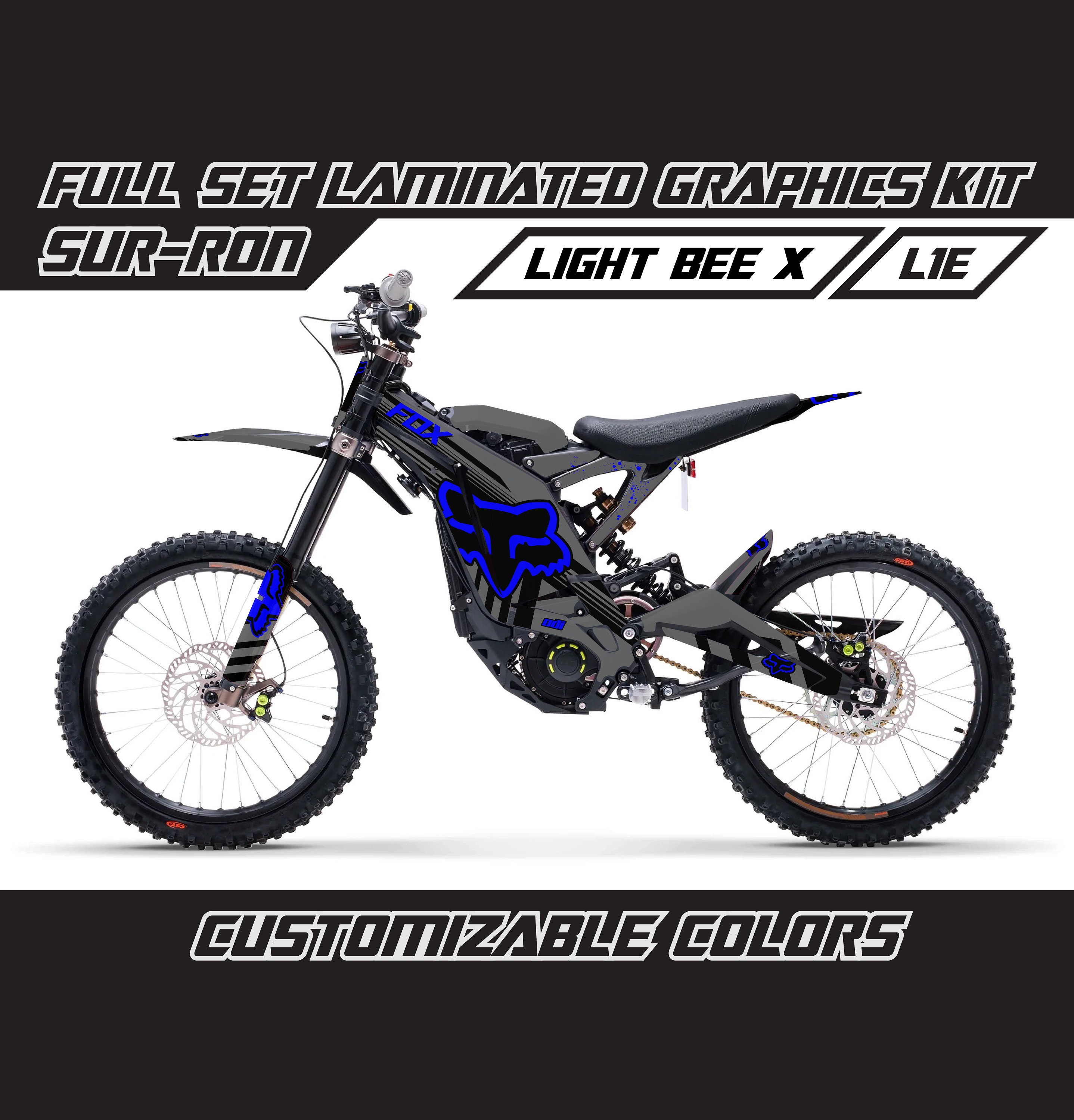 SUR RON Fox Blue Full Graphics Kit Gloss or Matte Surron Laminated ...