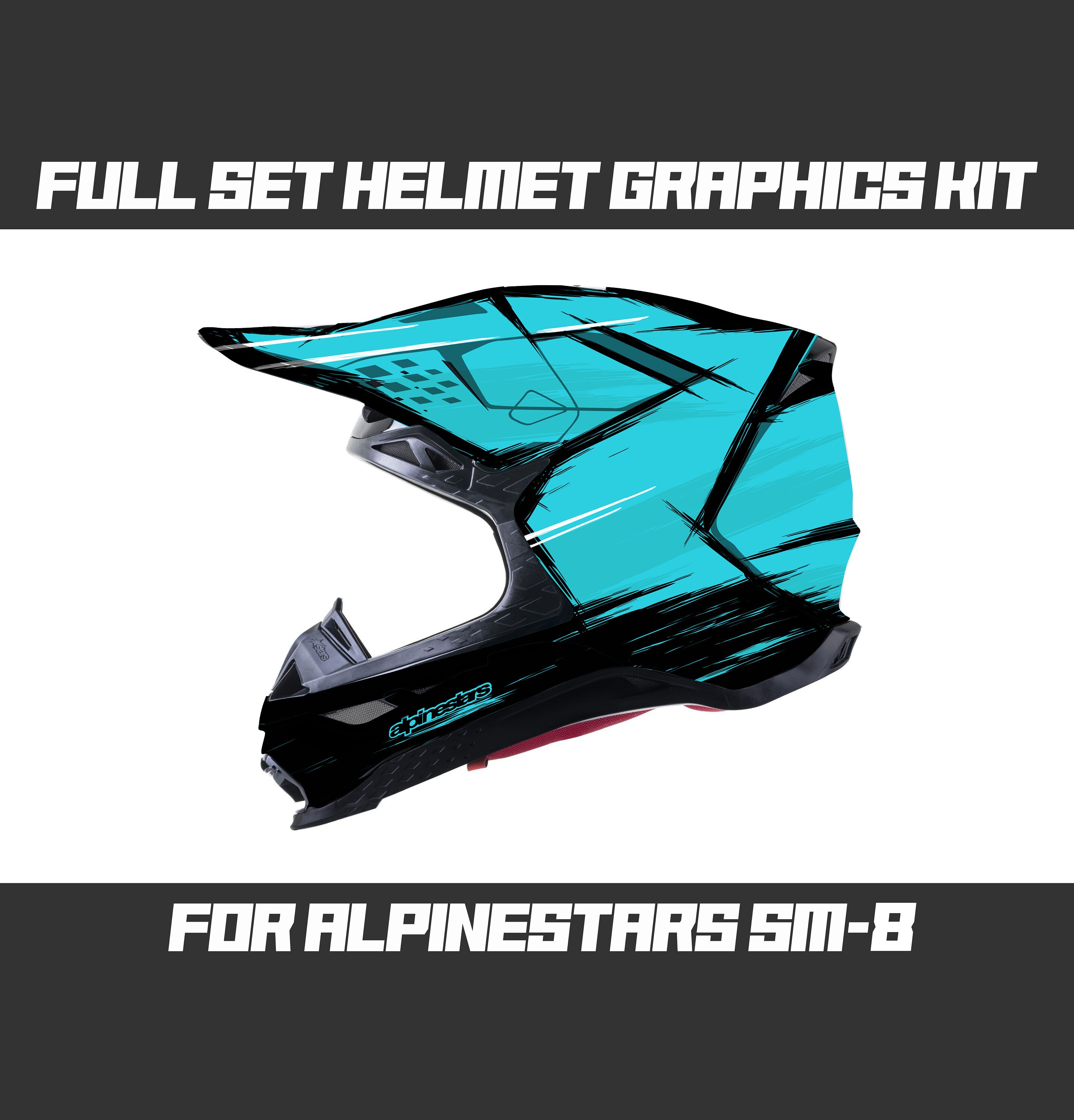 Alpinestars SM8 Custom Helmet Sky Blue Animated Cartoon Full Set ...