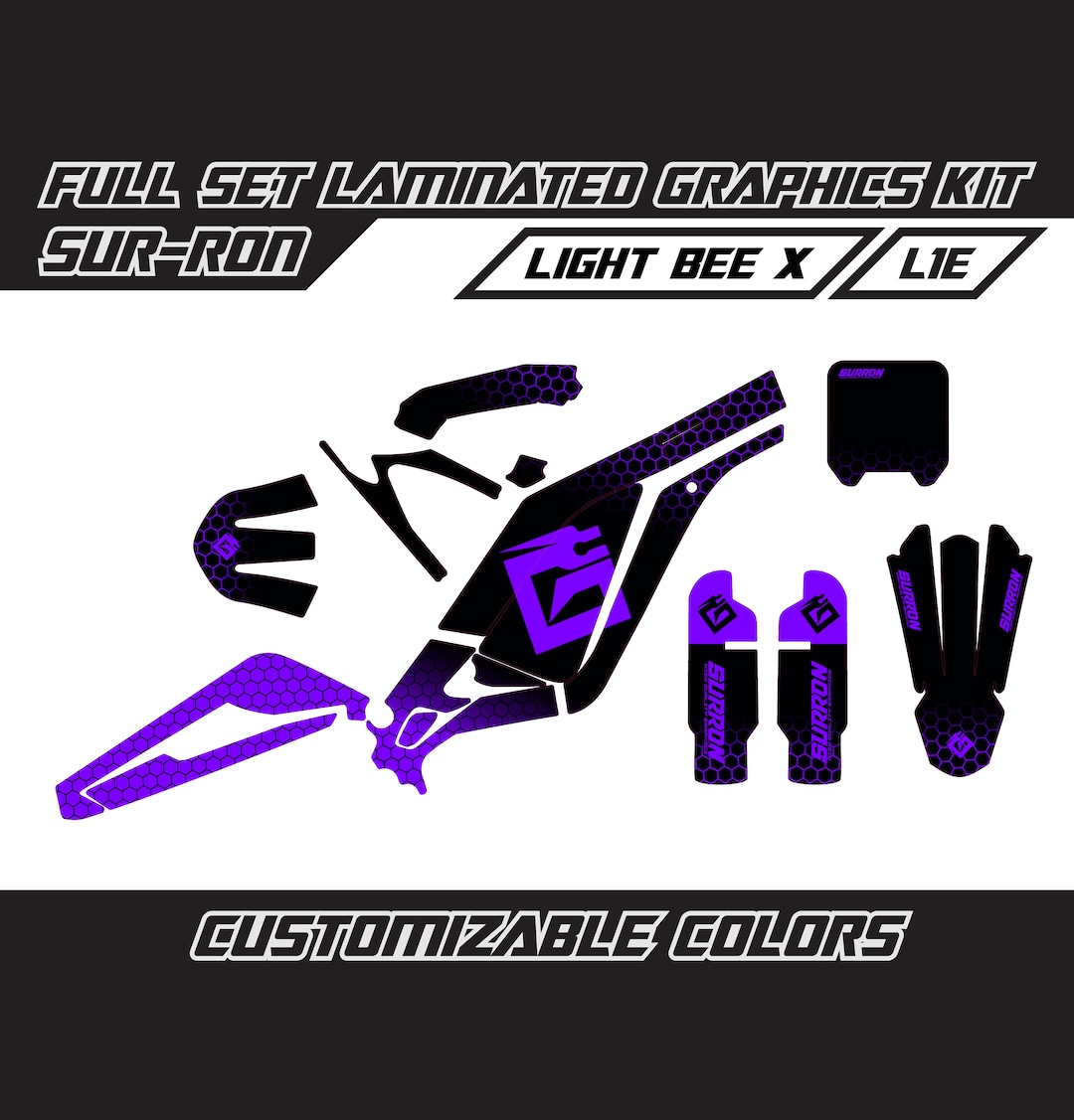 SUR RON Original Violet Comb Full Graphics Kit Gloss or Matte Surron ...