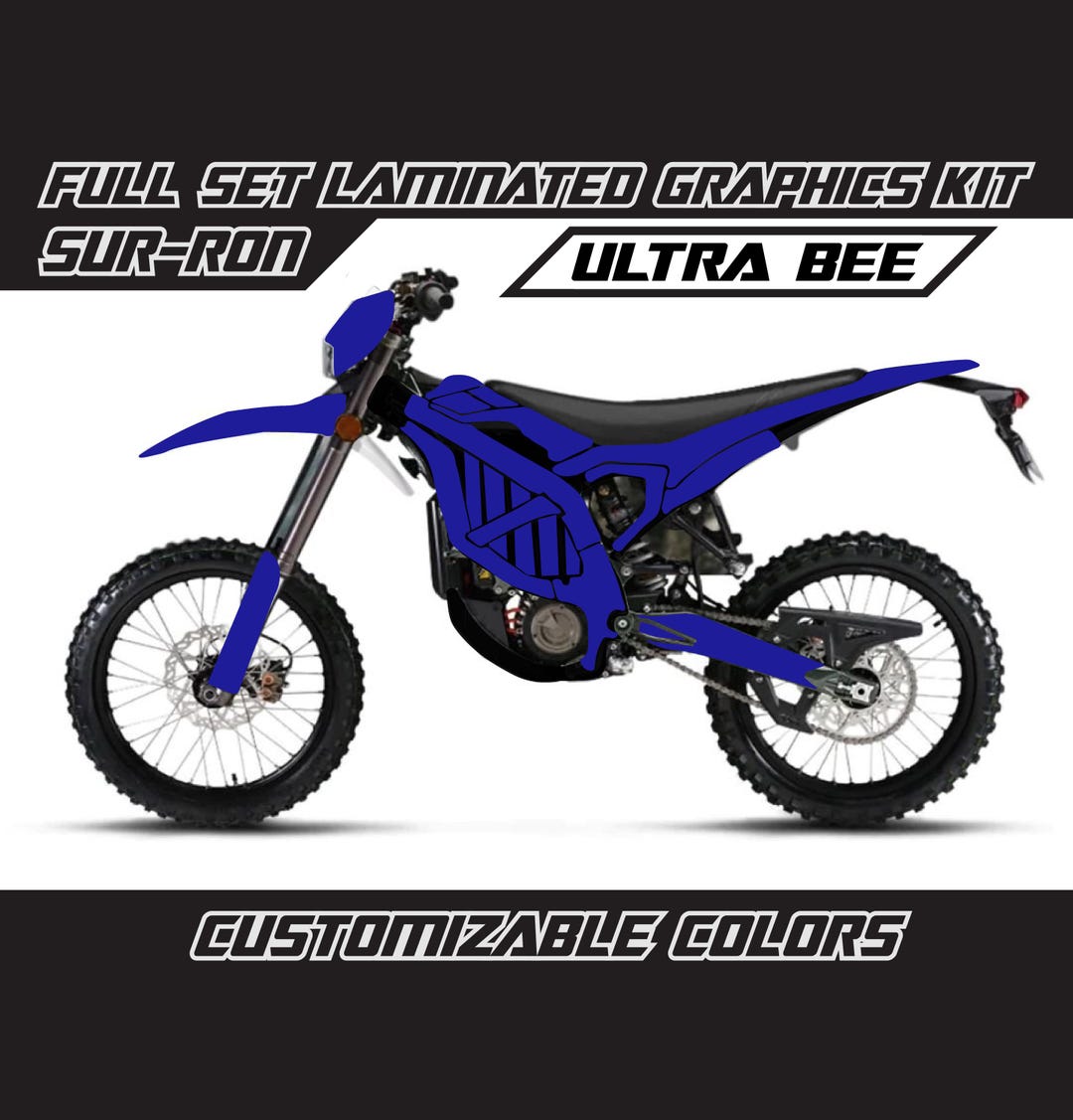Sur Ron Ultra Bee - Navy Blue Solid Full Color Graphics Kit Gloss or ...