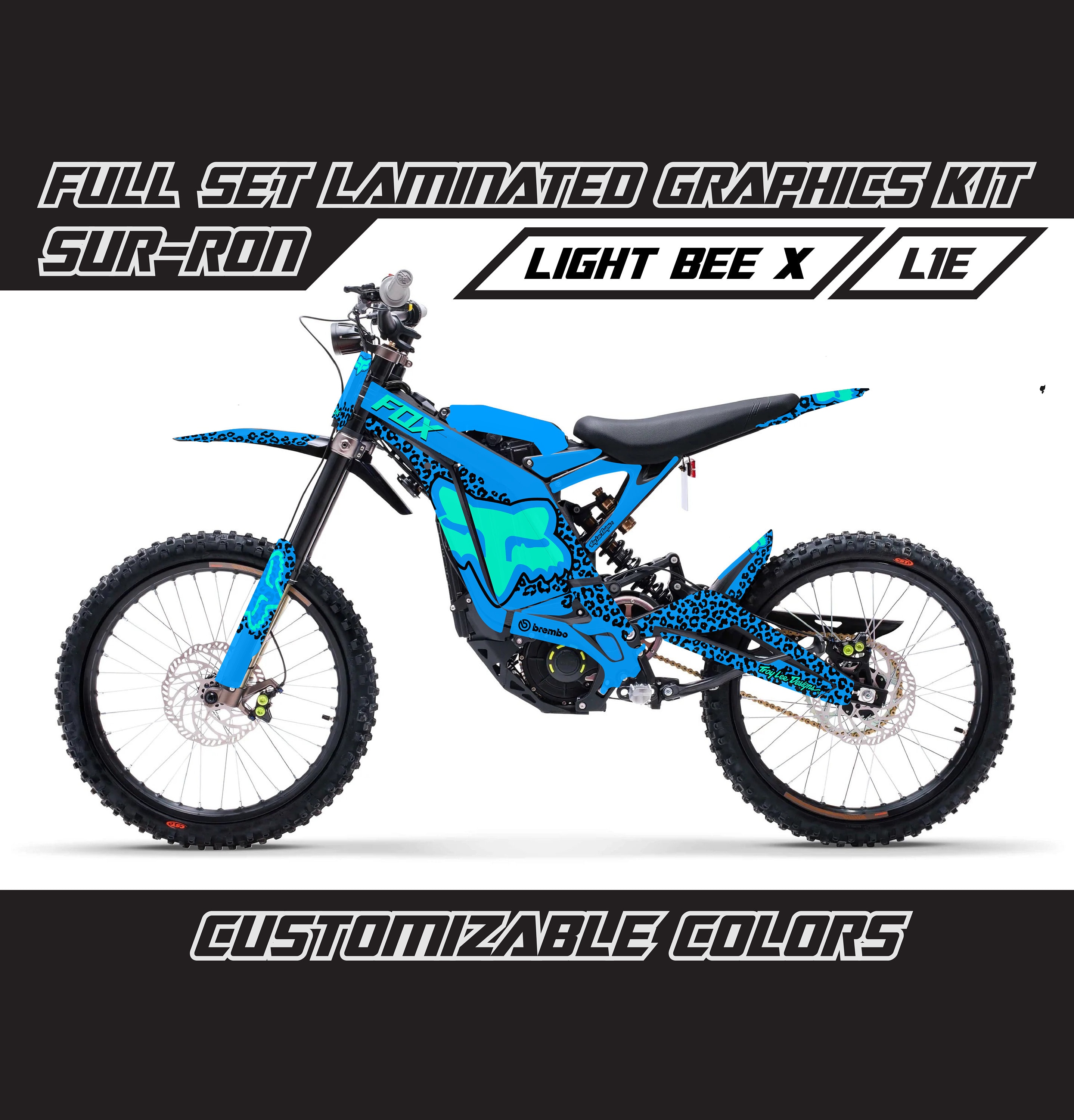 SUR RON Fox Sky Blue Fluo Leopard Full Graphics Kit Gloss or - Etsy