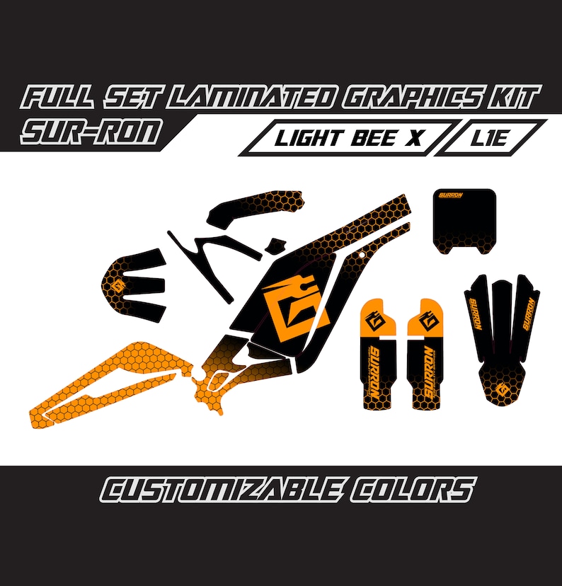 SUR RON Original Orange Comb Full Graphics Kit Gloss or Matte Surron ...