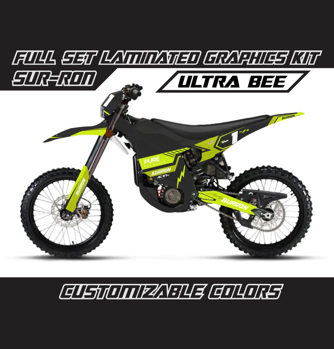 ULTRA BEE Sur Ron Lime Green Black MX Race Sport Full Graphics Kit ...