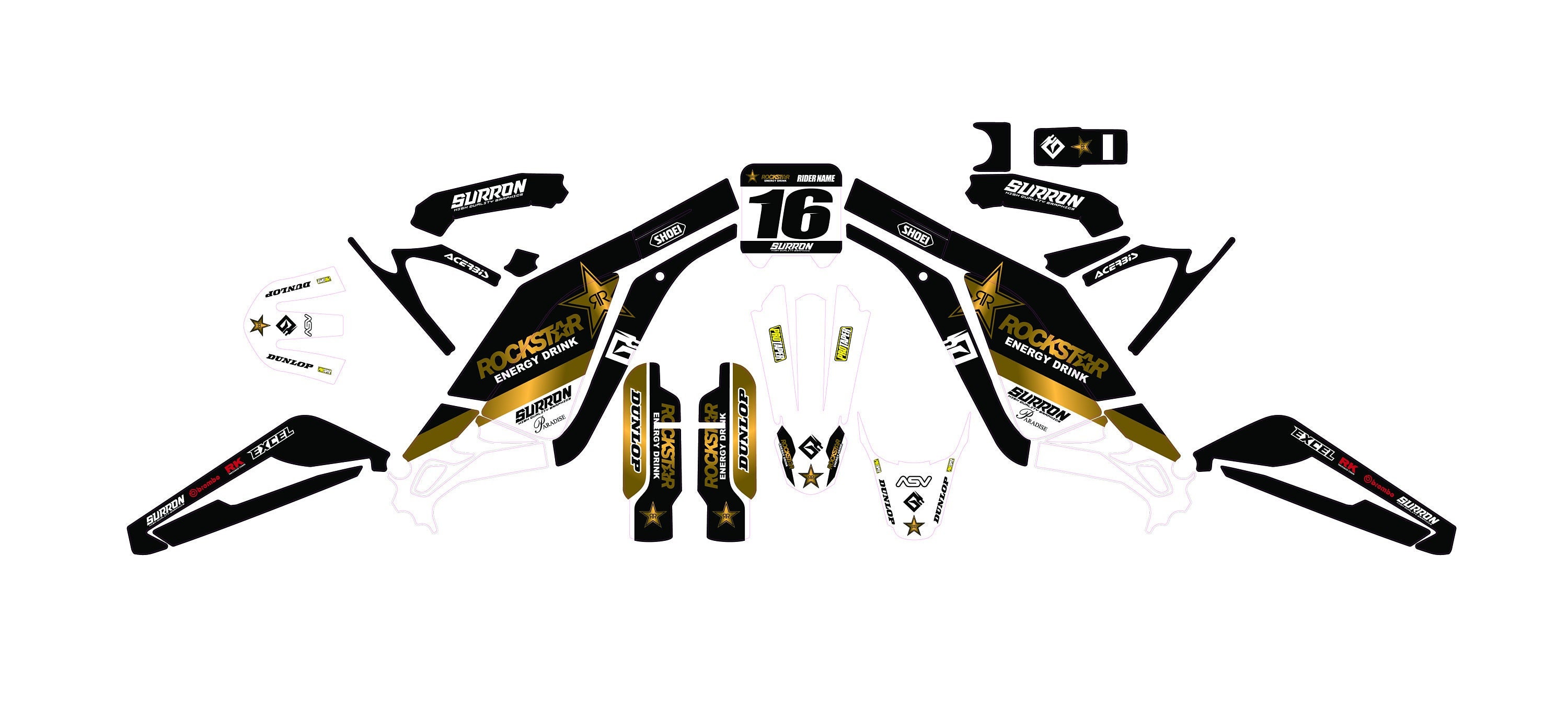 SUR RON Rock Star Energy Gold Full Graphics Kit Gloss or Matte - Etsy
