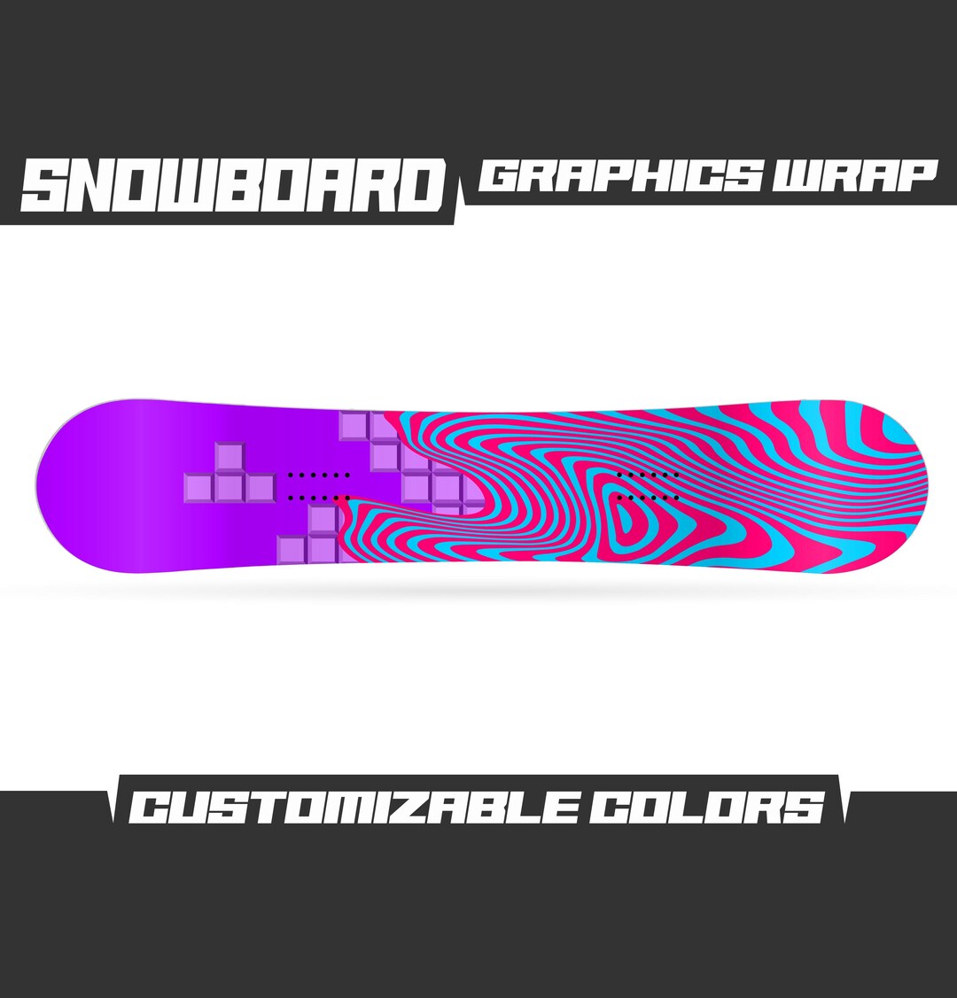 Snowboard Universal Pink Violet Blue Trippy Full Graphics Kit Gloss or ...