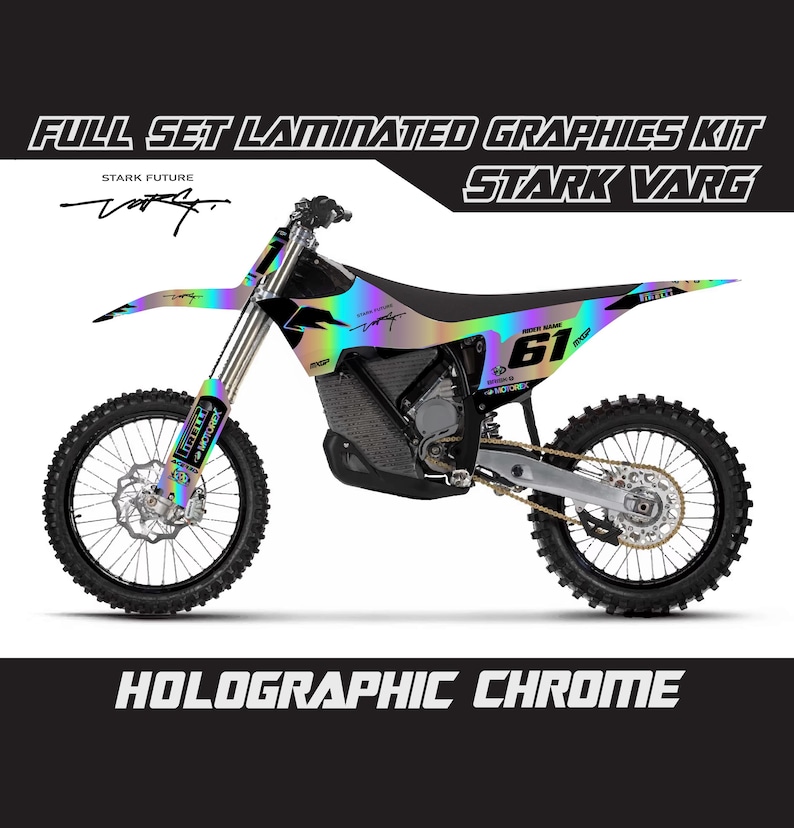 STARK VARG Graphics Kit - Holographic Bull Black Full Stickers Decals ...