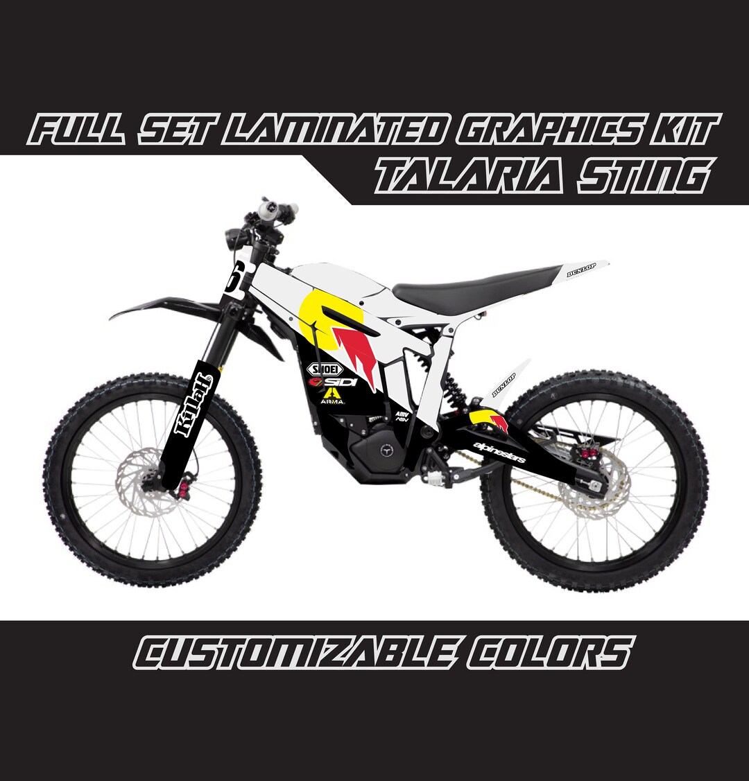 TALARIA STING R Bull White Full Graphics Kit Gloss or Matte Laminated ...